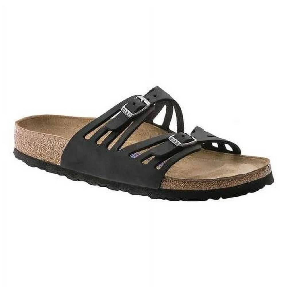 Birkenstock Leather 39 Granada Double Slides Sandal B… - Gem